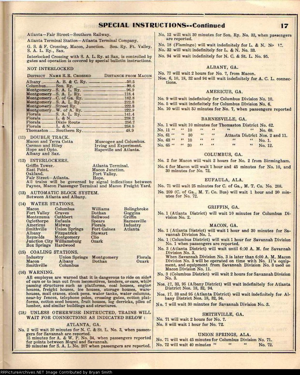 CofG Macon Division employee timetable